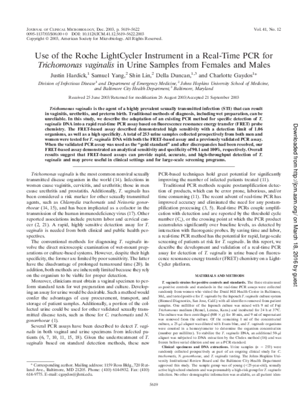 (PDF) Use of the Roche LightCycler Instrument in a Real-Time PCR for ...