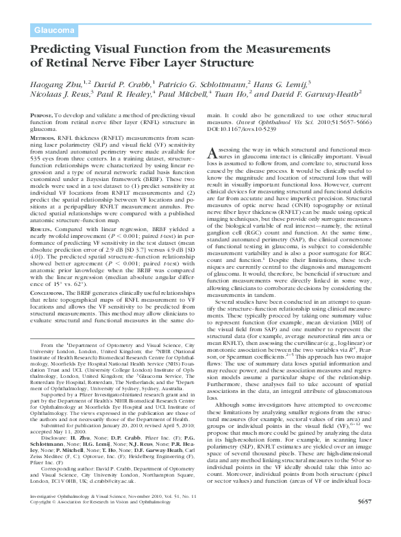 (PDF) Predicting Visual Function from the Measurements of Retinal Nerve ...