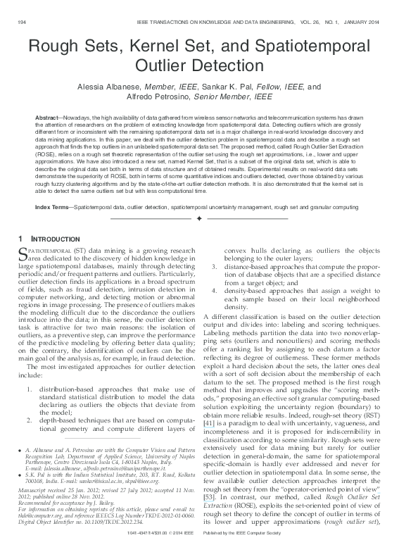 (PDF) Rough Sets, Kernel Set, and Spatiotemporal Outlier Detection