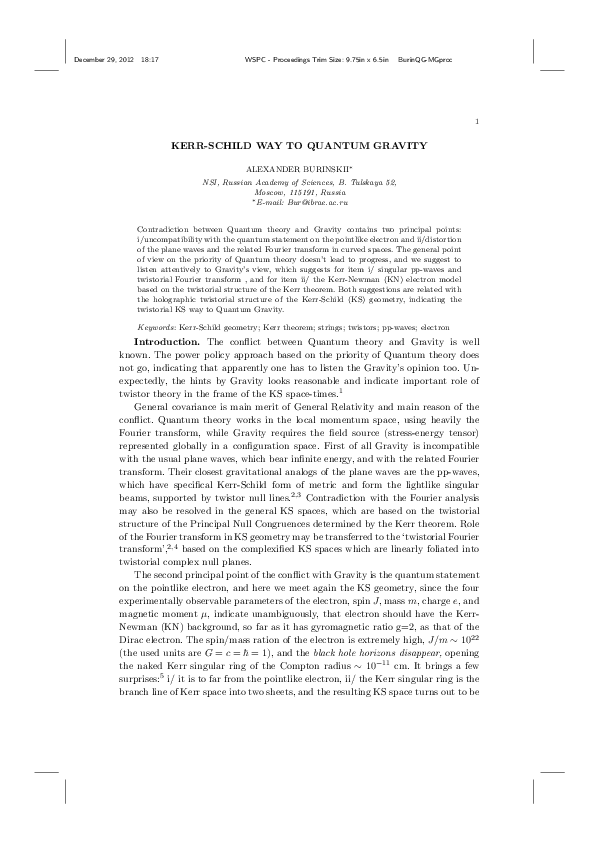 (PDF) Kerr-Schild Way to Quantum Gravity