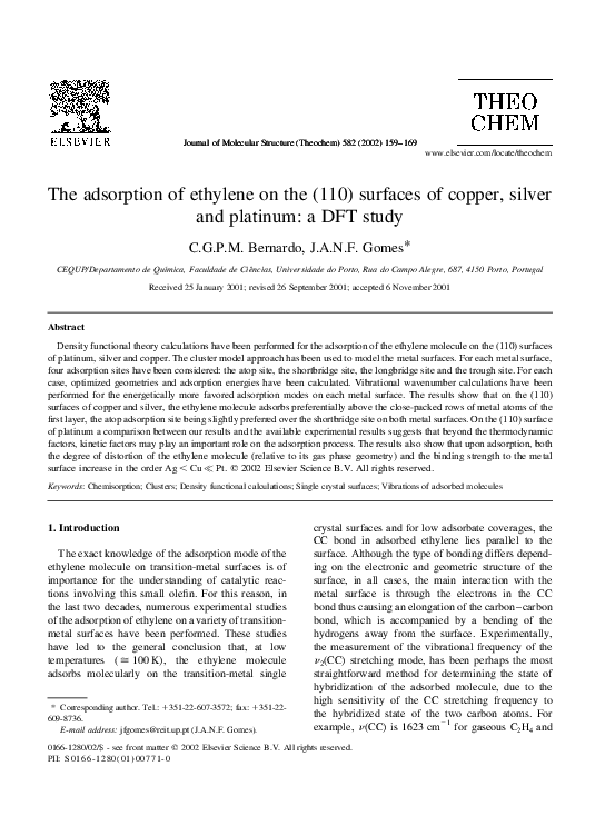 (PDF) The adsorption of ethylene on the (110) surfaces of copper ...