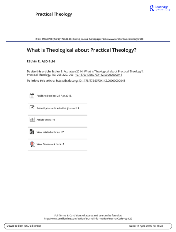(PDF) What Is Theological about Practical Theology?