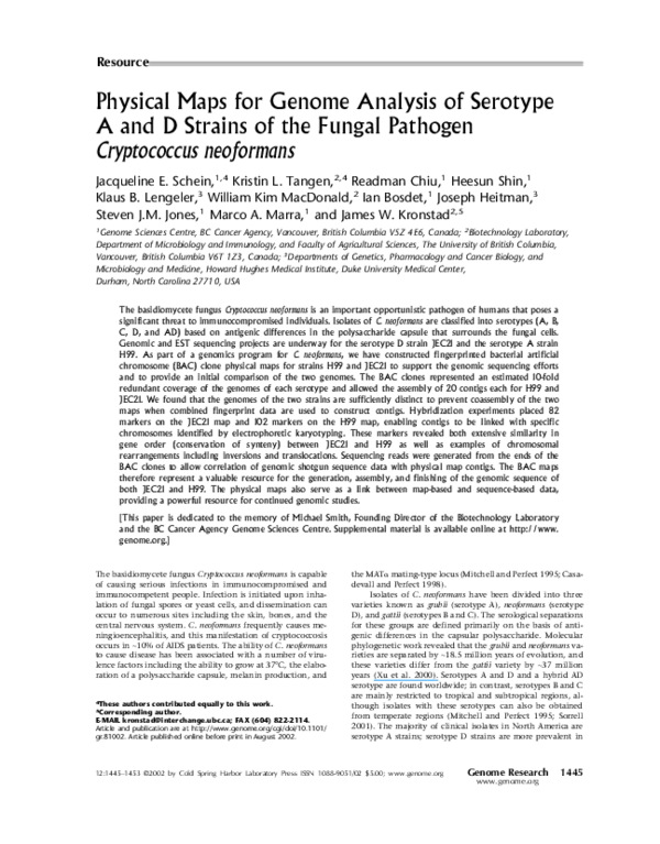 (PDF) Physical Maps for Genome Analysis of Serotype A and D Strains of ...