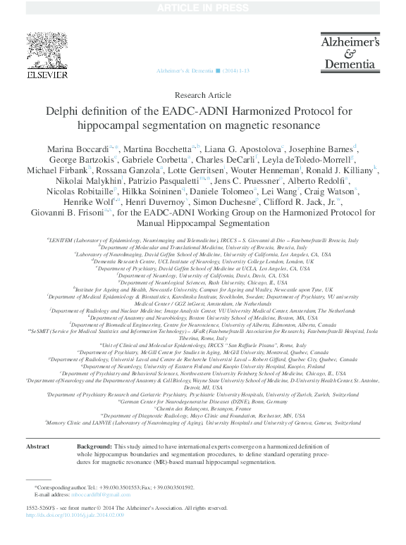 (PDF) Delphi definition of the EADC-ADNI Harmonized Protocol for ... (PDF) Delphi definition of the EADC-ADNI Harmonized Protocol for ...