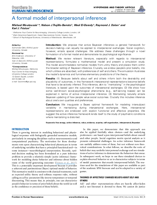 (PDF) A formal model of interpersonal inference