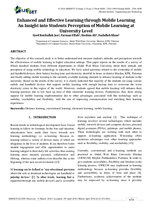 (PDF) Enhanced and Effective Learning through Mobile Learning An ...