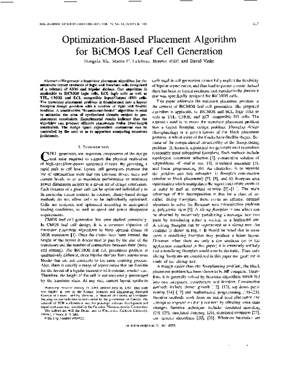 (PDF) Optimization-based placement algorithm for BiCMOS leaf cell generation | Martin Lefebvre ...