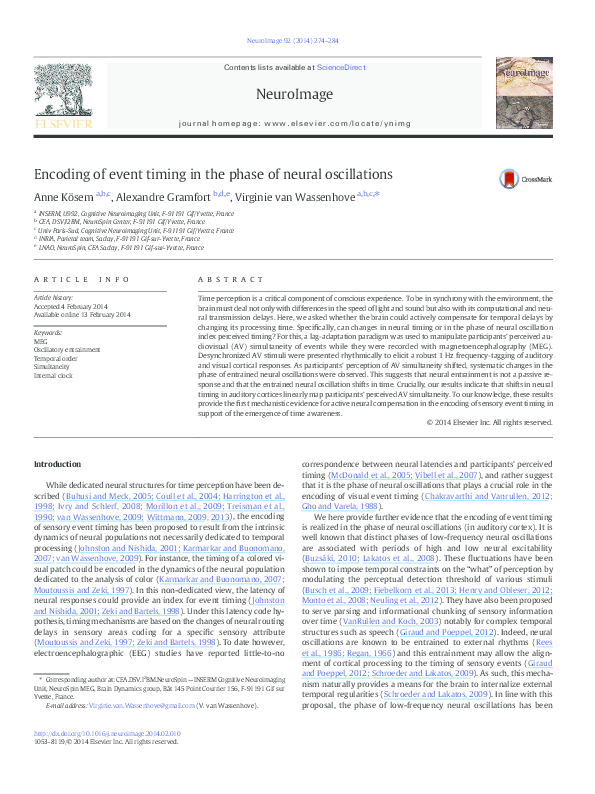 Pdf Encoding Of Event Timing In The Phase Of Neural Oscillations