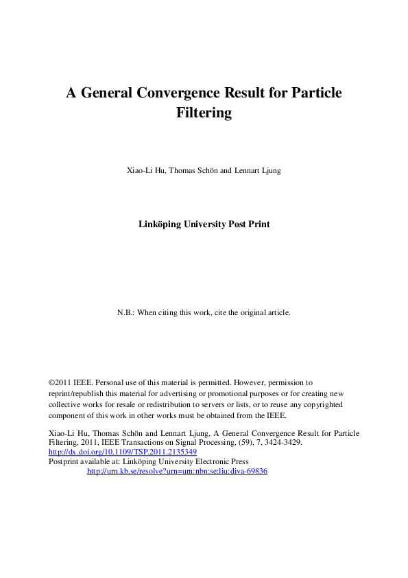 (PDF) A General Convergence Result for Particle Filtering