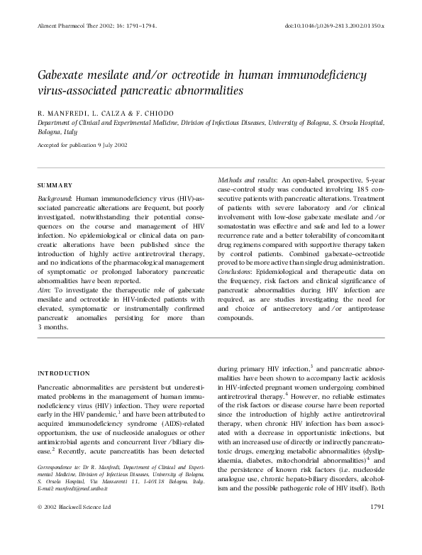 (PDF) Gabexate mesilate and/or octreotide in human immunodeficiency ...