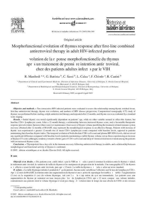 (PDF) Morphofunctional evolution of thymus response after first-line ...