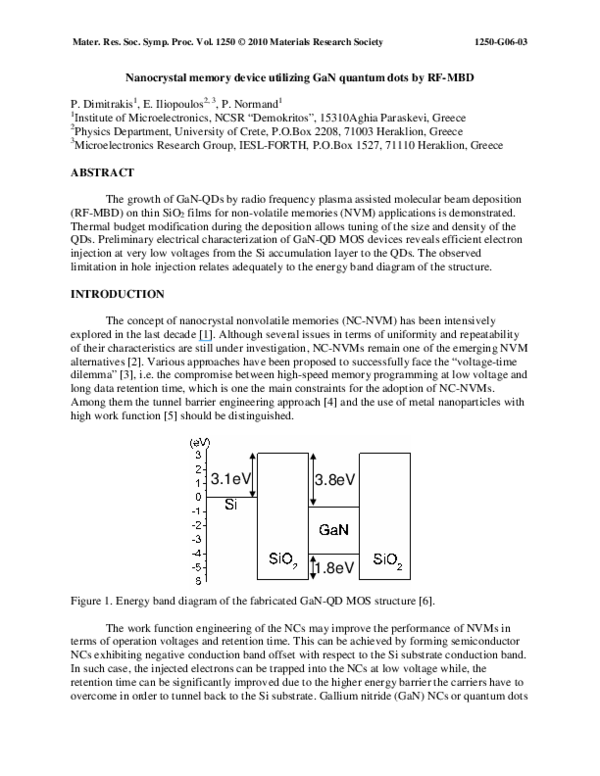 (PDF) Nanocrystal Memory Device Utilizing GaN Quantum Dots by RF MBE