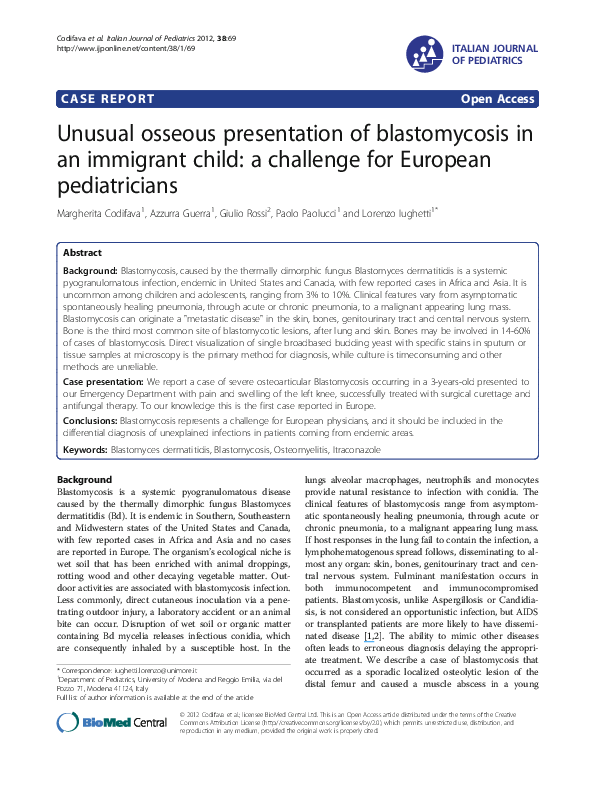 (PDF) Successful Treatment of Brainstem Blastomycosis with Fluconazole ...