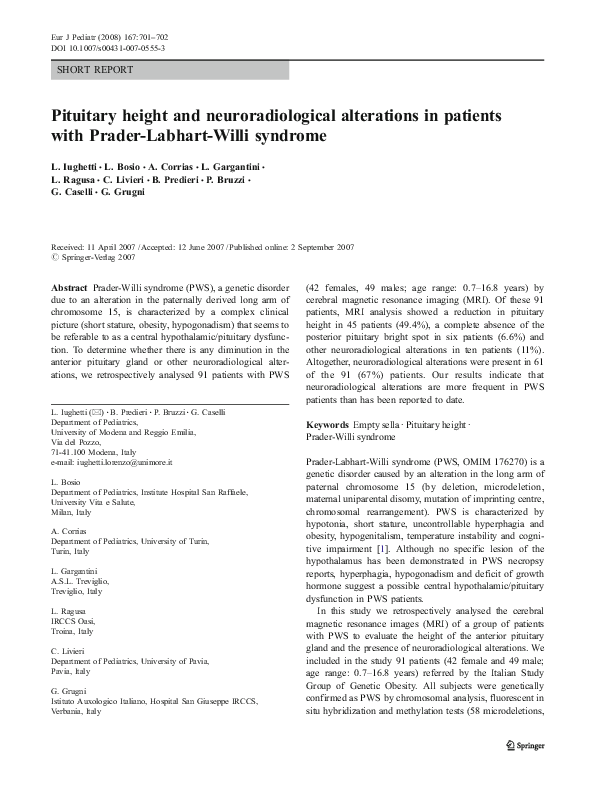(PDF) Pituitary height and neuroradiological alterations in patients ...