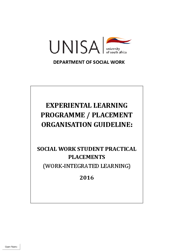 (PDF) EXPERIENTAL LEARNING PROGRAMME / PLACEMENT ORGANISATION GUIDELINE
