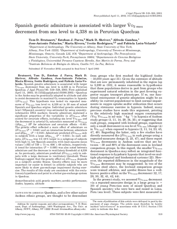 (PDF) Spanish genetic admixture is associated with larger V(O2) max ...