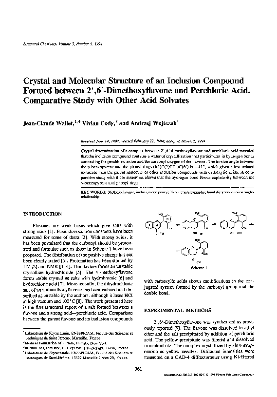 (PDF) Crystal and molecular structure of an inclusion compound formed ...