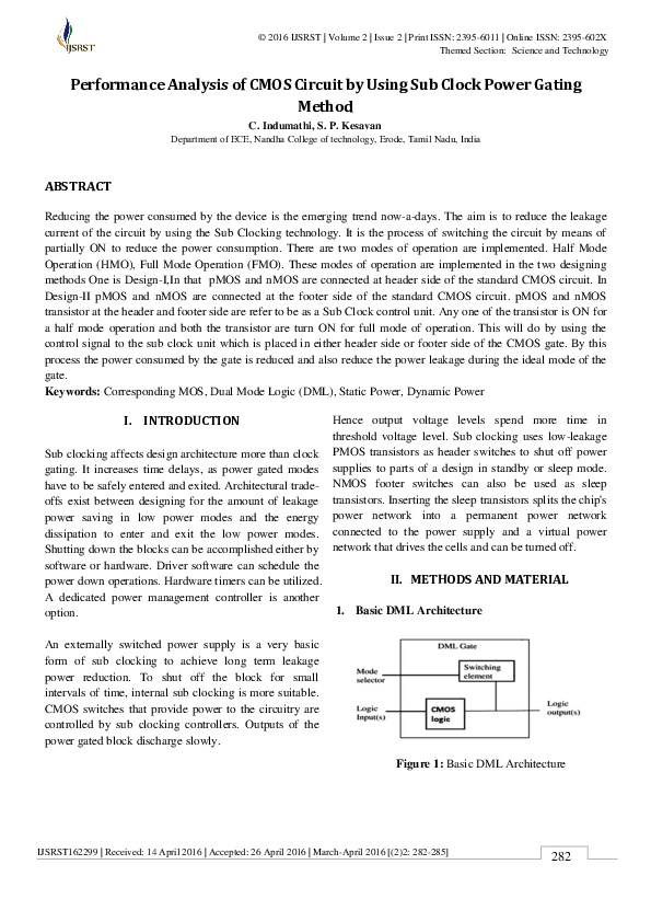 Pdf Performance Analysis Of Cmos Circuit By Using Sub Clock Power