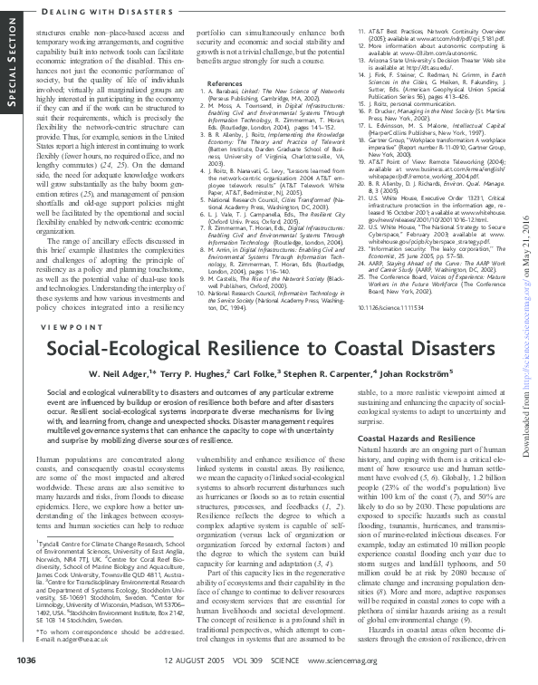 (PDF) Social-Ecological Resilience to Coastal Disasters
