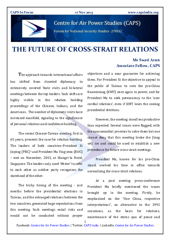 (PDF) The Future of Cross Strait Relations