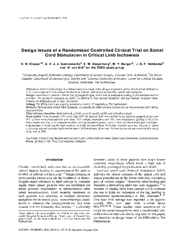 (PDF) Design issues of a randomised controlled clinical trial on spinal cord stimulation in ...