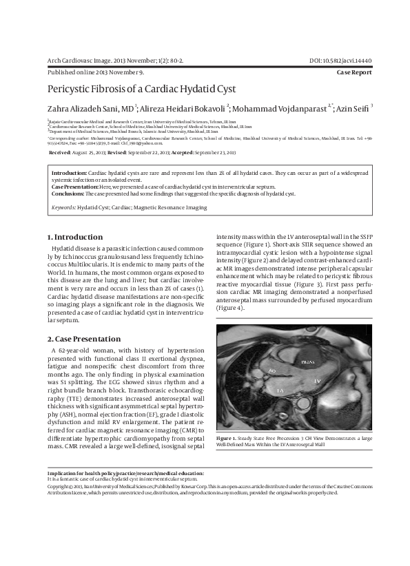 (PDF) Pericystic Fibrosis of a Cardiac Hydatid Cyst