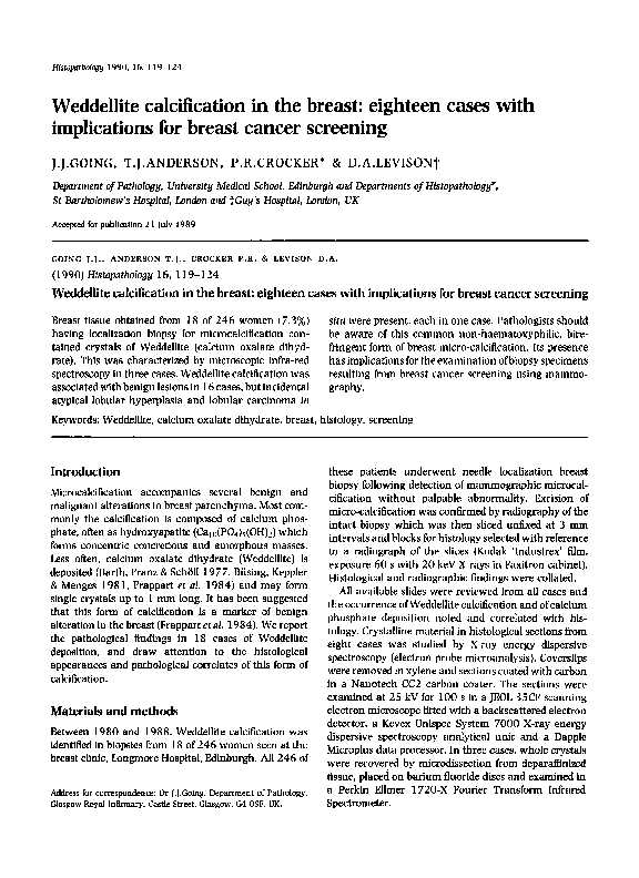 (PDF) Weddellite calcification in the breast: eighteen cases with ...