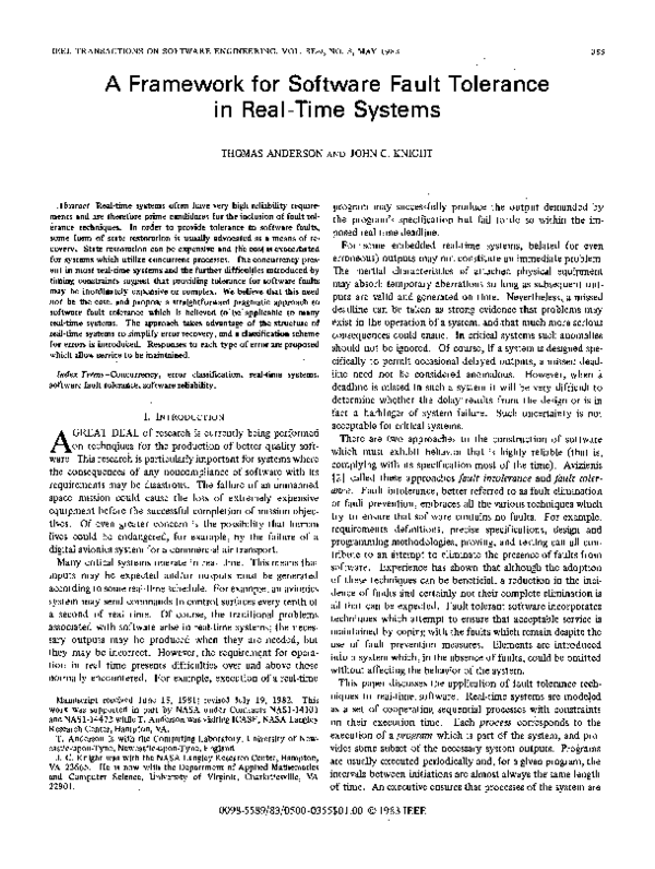 (PDF) A Framework for Software Fault Tolerance in Real-Time Systems