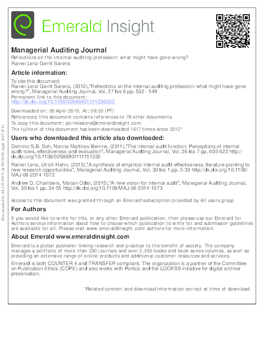 (PDF) Reflections on the Internal Auditing Profession: What might have ...