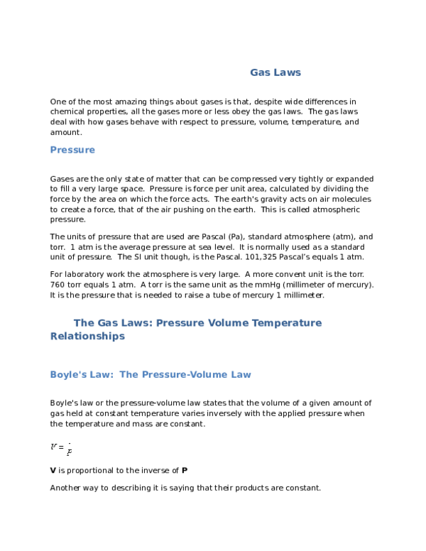 (DOC) Gas Laws