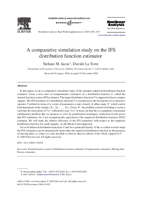 (PDF) A comparative simulation study on the IFS distribution function estimator