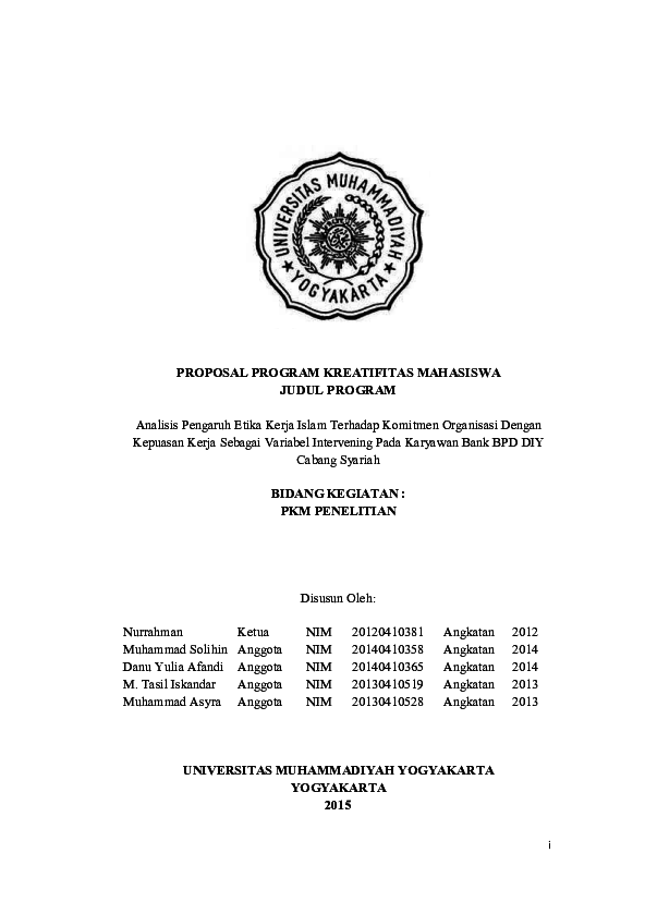 (PDF) PROPOSAL PROGRAM KREATIFITAS MAHASISWA JUDUL PROGRAM