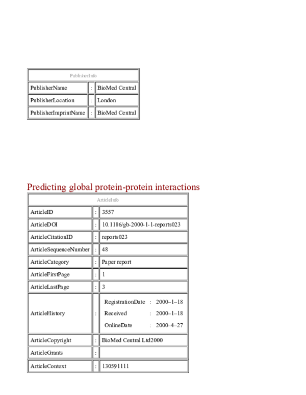 (PDF) Predicting global protein-protein interactions