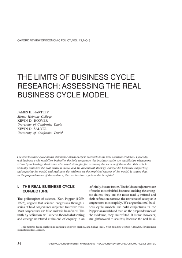(PDF) The limits of business cycle research: assessing the real ...