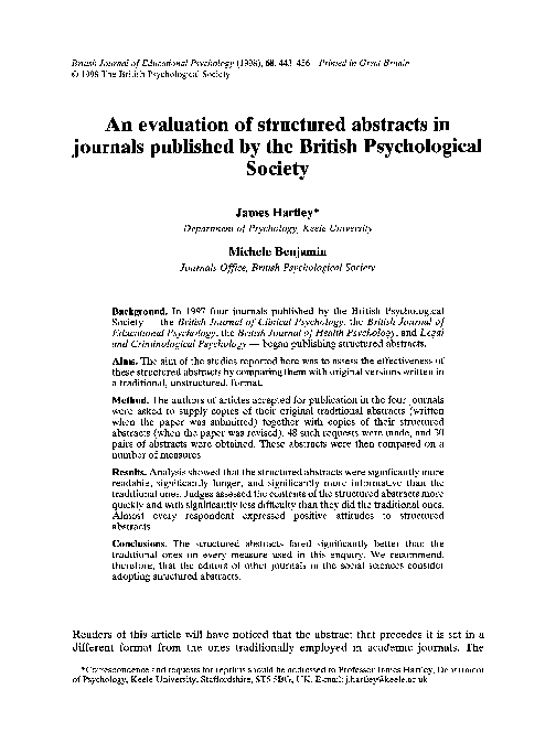 (PDF) An evaluation of structured abstracts in journals published by ...
