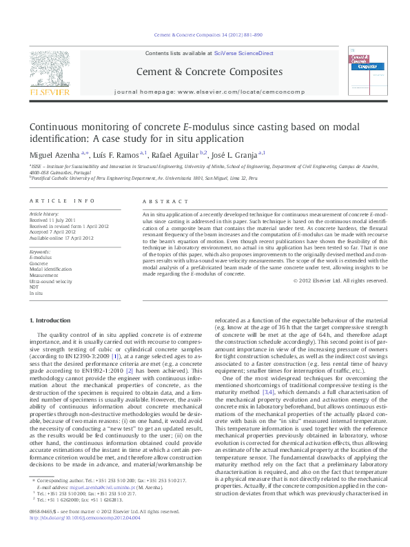 (PDF) Continuous monitoring of concrete E-modulus since casting based on modal identification: A ...