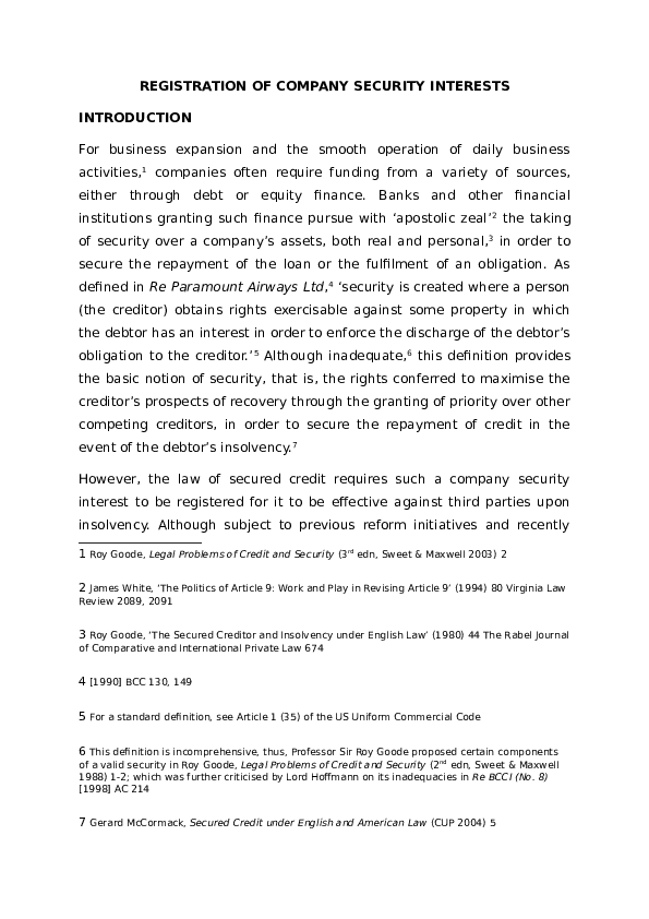 (DOC) REGISTRATION OF COMPANY SECURITY INTERESTS