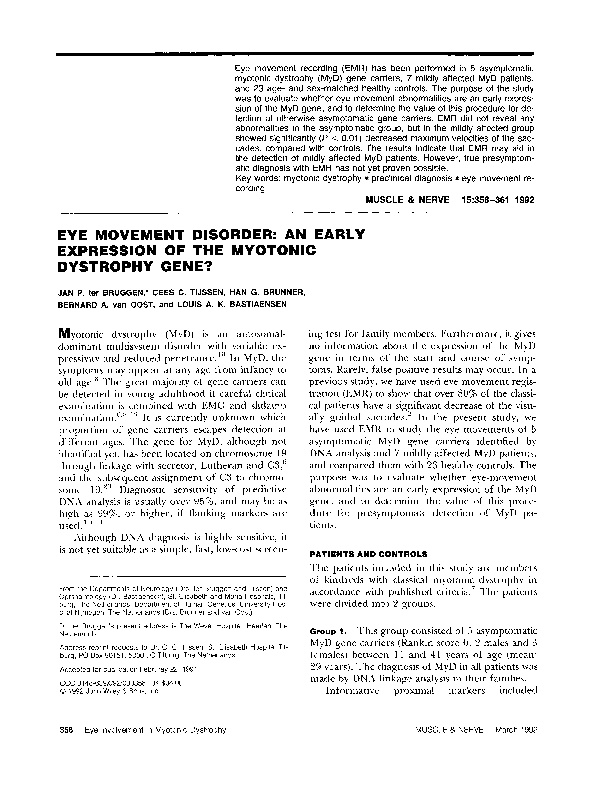 (PDF) Eye movement disorder: An early expression of the myotonic ...
