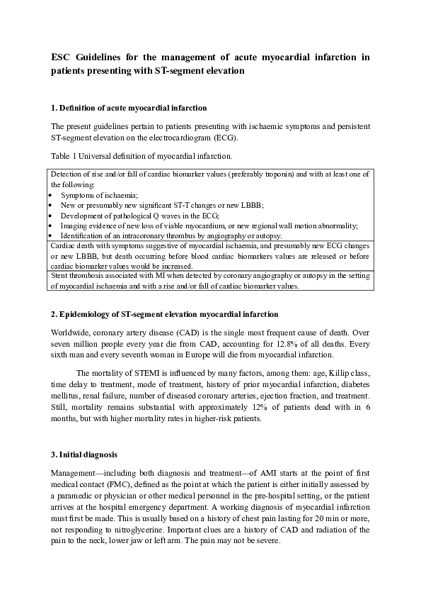(DOC) ESC Guidelines for the management of acute myocardial infarction ...