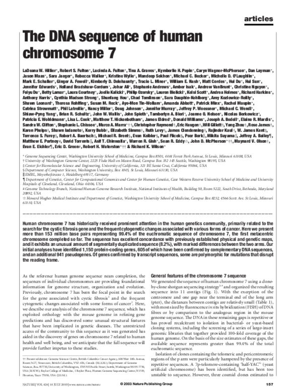 (PDF) The DNA sequence of human chromosome 7