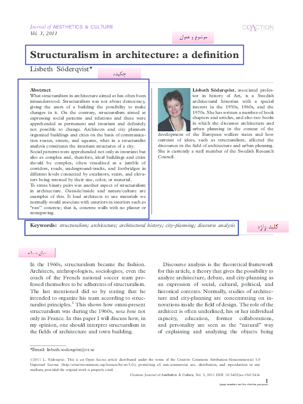 (PDF) Structuralism in architecture: a definition