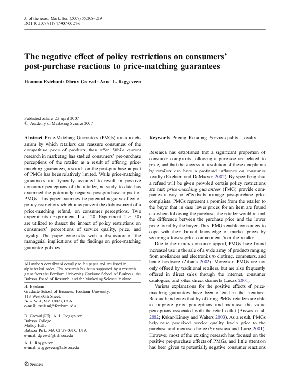 (PDF) The negative effect of policy restrictions on consumers’ post ...