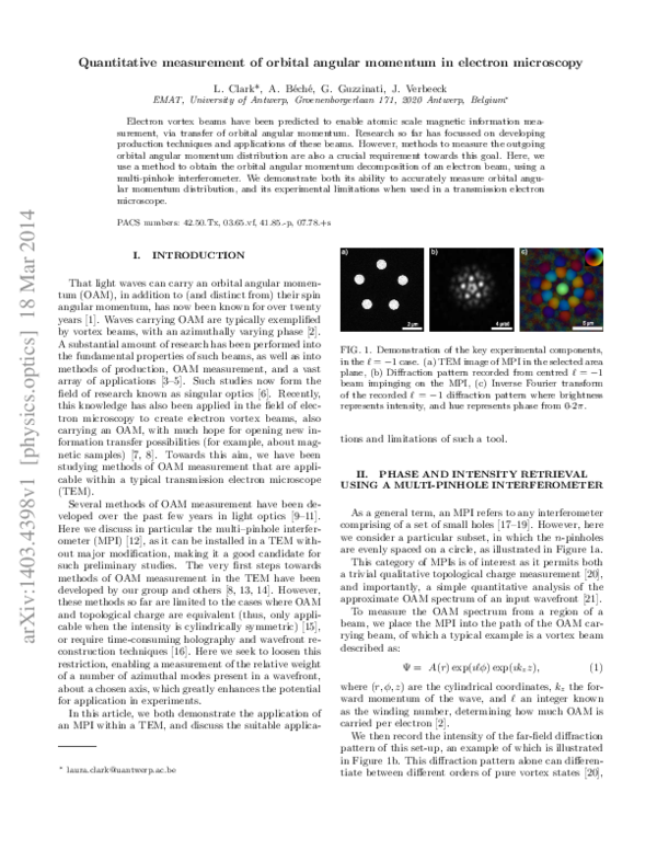 Pdf Quantitative Measurement Of Orbital Angular Momentum In Electron