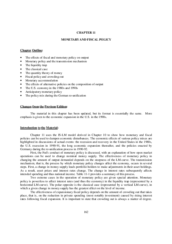 (PDF) MONETARY AND FISCAL POLICY
