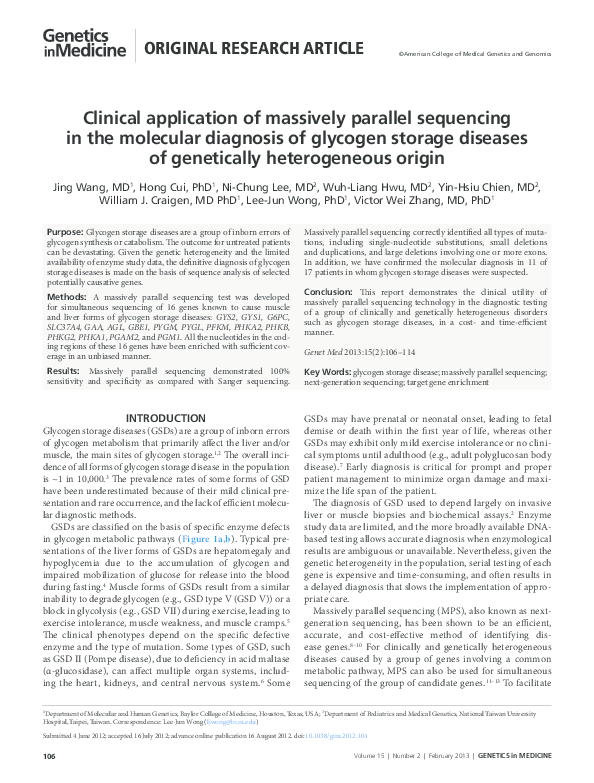 (PDF) Clinical application of massively parallel sequencing in the ...