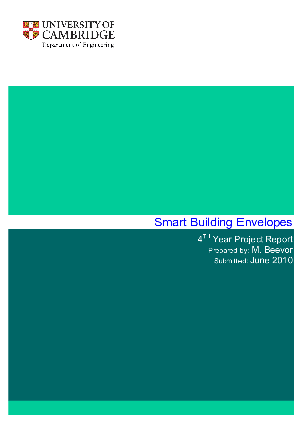 (PDF) 4 TH Year Project Report Prepared by: Smart Building Envelopes ...