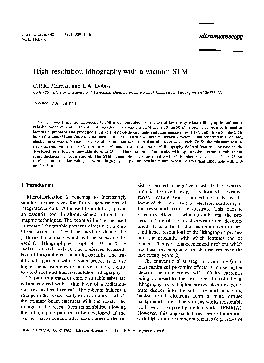 (PDF) High-resolution lithography with a vacuum STM