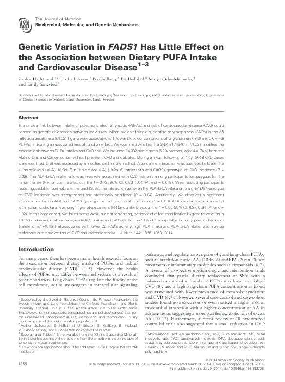 (PDF) Genetic variation in FADS1 has little effect on the association between dietary PUFA ...