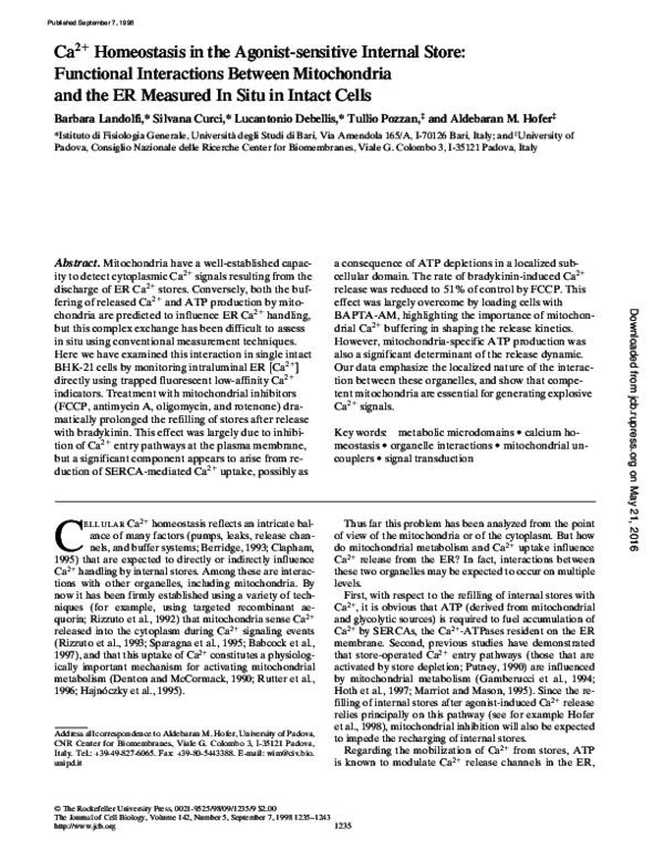 (PDF) Ca2+ Homeostasis in the Agonist-sensitive Internal Store ...