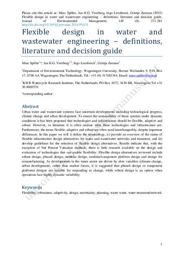 (PDF) Flexible design in water and wastewater engineering--definitions ...